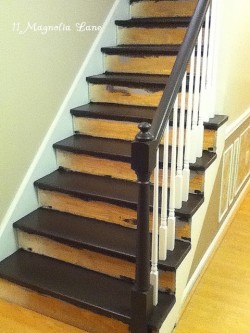 Stair Redo with Painted Treads and Beadboard Risers