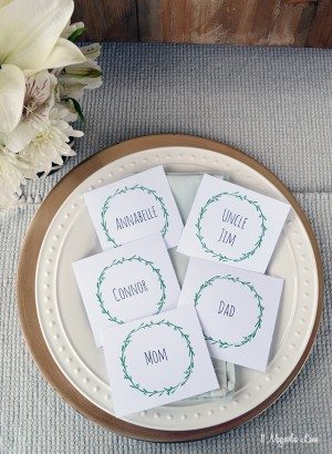 Our Easter Table–Free Printable Wreath Place Cards