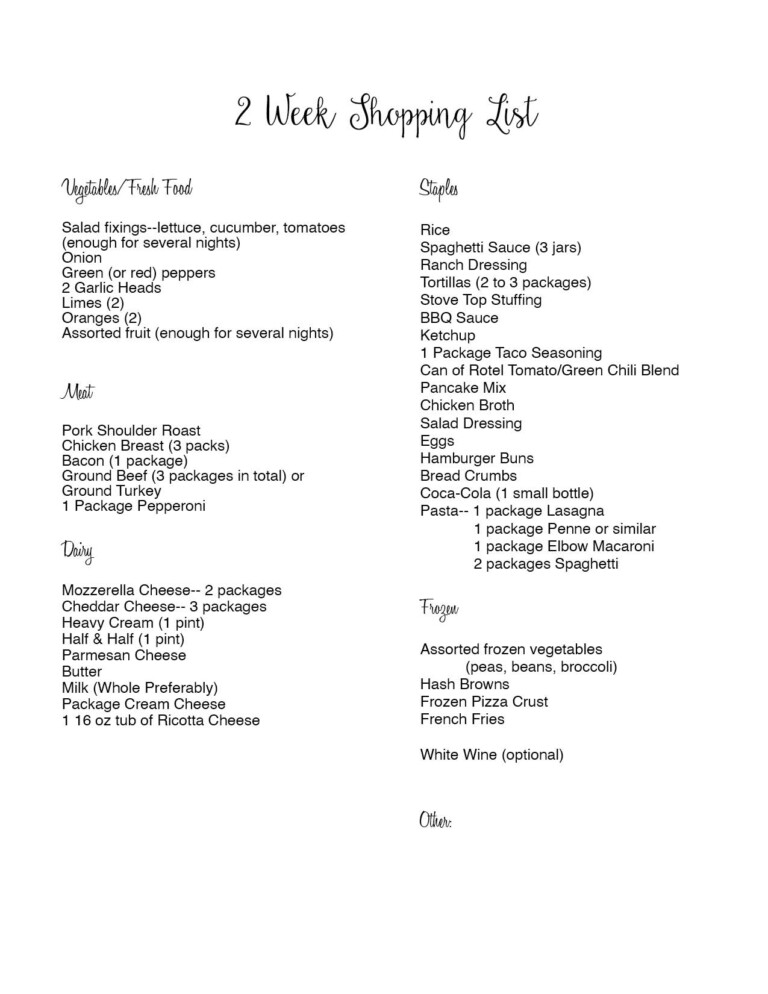 Friday Free for All- A Two Week Menu Plan